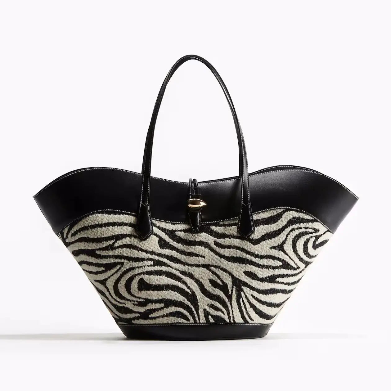 Afaria Zebra Wool & Leather Shopper Bag - Bold Everyday Tote