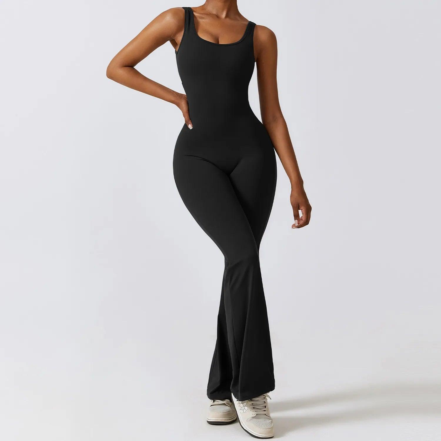 Black Push-Up Jumpsuit with Flare | Mermaid Way