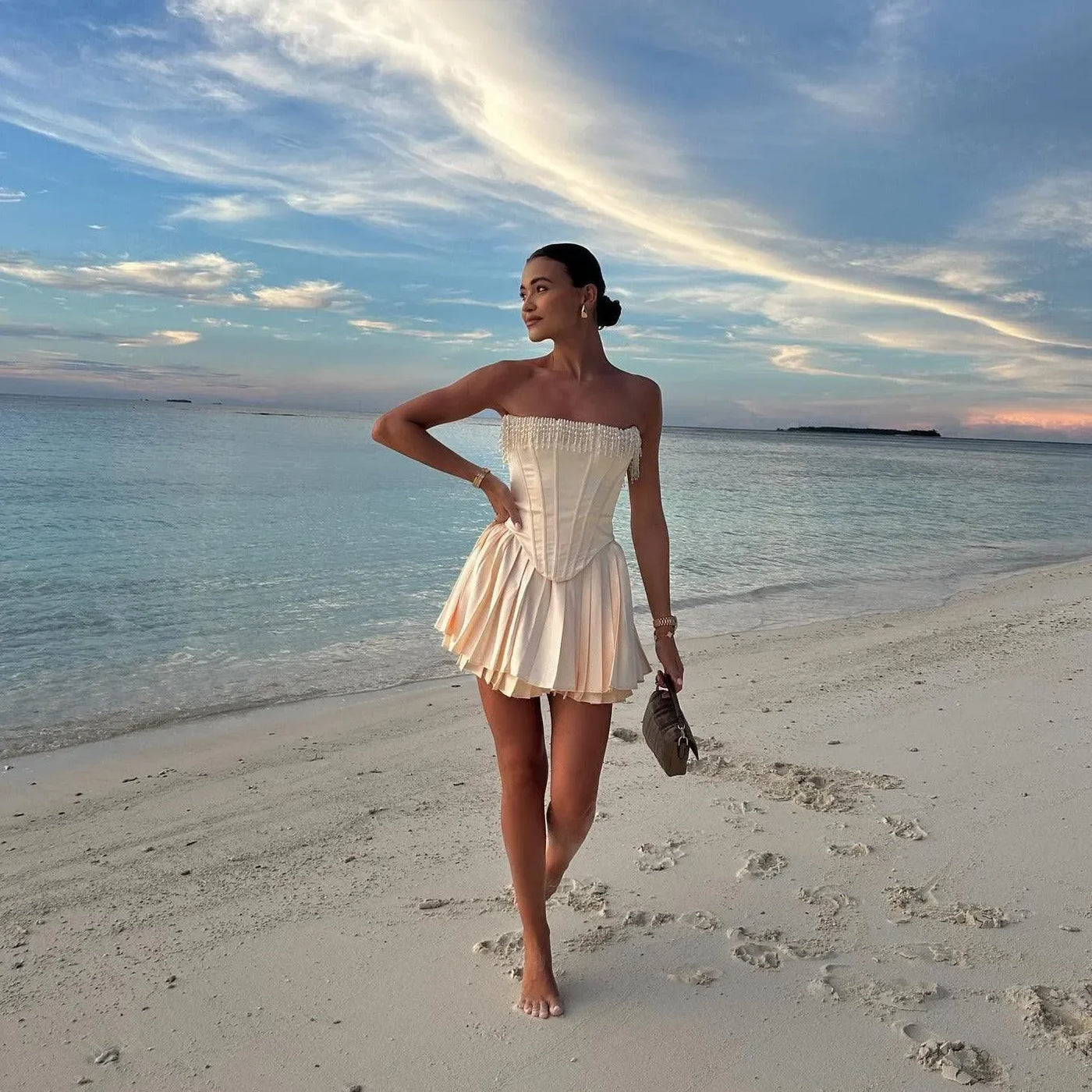 Mystic Pearls Vintage Satin Top - Women's Tops🧜‍♀️Mermaid Way